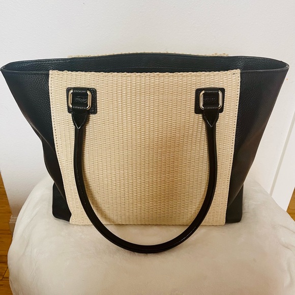 Bags | Kate Spade Leather Straw Medium Satchel | Poshmark